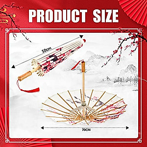 4Pcs Oiled Paper Umbrella Chinese Classical Plum Blossom Paper Umbrella Parasol Art Dance Japanese Umbrella for Wedding Decor (22 x 15 inches)