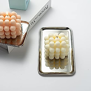 IMEEA Small Vanity Tray Rectangle Satinless Steel Little Jewelry Tray Bathroom Tray Storage Organizer Makeup Cosmetic Organizer Trays, 8 x 4.6 inch