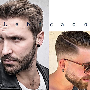 LEBOCADO 12 Pairs Earrings for Men, Stainless Steel Black Stud Earrings Hoop Earrings Set for Women, Black and Sliver Ear Studs (12 Pairs Set)