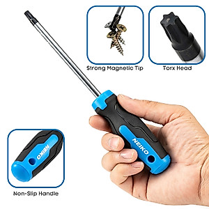 NEIKO 01377A Magnetic Torx Screwdriver Set | 12 Piece | T5 – T40 | 6 Point Star Head Driver | Heat Treated Chrome Vanadium Steel | Non Slip Cushioned Handle Grip | Magnet Bit Tip | Carrying Pouch