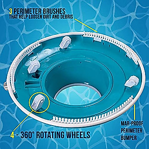 U.S. Pool Supply Professional Swimming Pool Leaf Terminator Vacuum - 15" Pool Cleaner Body, 8 Pressure Jets, 4 Rotating Wheels, 3 Perimeter Brushes, 2 Debris Bags - Below or Above-Ground Sucker Eater