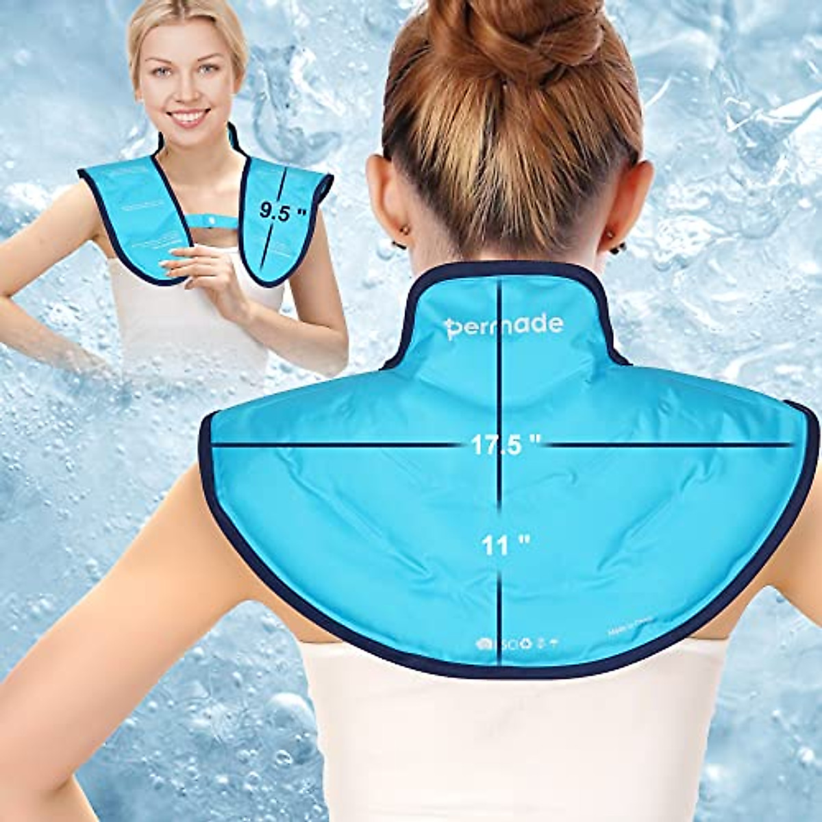 Permade Neck Ice Pack Wrap，Ice Pack for Neck and Shoulders Injuries Reusable, Neck Compression Wrap Large Gel Hot and Cold Therapy, Rotator Cuff Surgery Recovery, Neck Pain Relief