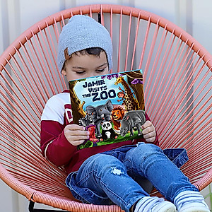 Personalized Story Book by Dinkleboo - Visits The Zoo - for Children Aged 2 to 8 Years Old - A Story About Your Child Going to The Zoo - Soft Cover - Smooth, Glossy Finish (8"x 8")
