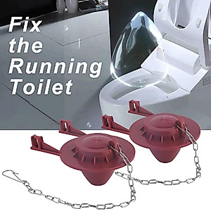 Toilet Flapper Replacement Kit, 2-inch Toilet Stopper Flush Valve Seal Compatible with American Standard Toilet, Long-Lasting Rubber Seal Flapper with Stainless Steel Chain-Red(Pack of 2)