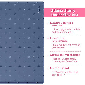 Sdpeia Under Sink Mat for [34" x 22"] Cabinet, Upgraded Silicone Waterproof Mat Kitchen Cabinet Liner Cabinet Protector Kitchen Organizers and Storage