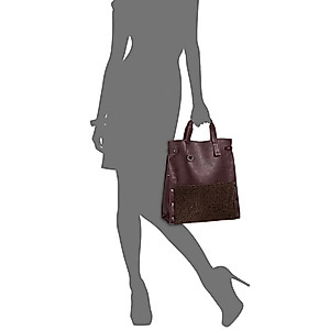 Danielle Nicole Womens Minx Faux Leather Colorblock Tote Handbag Purple Large