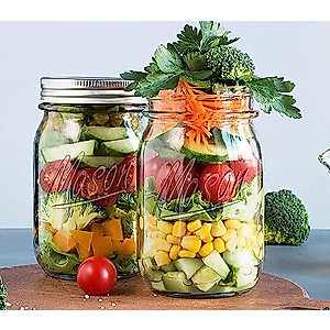 Bedoo 6 Pack 32 oz Mason Jars with Wide Mouth Airtight Lids and Bands, Clear Quart Mason Jars for Preserving, Meal Prep, Overnight Oats, Canning, Fermenting, Pickling, Party Favors