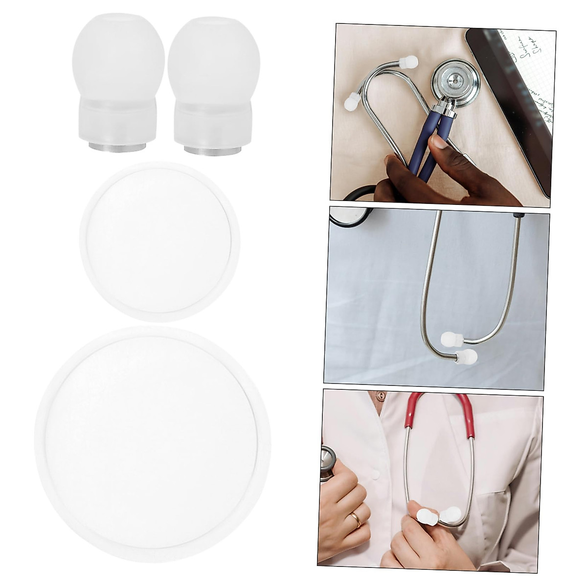 1 Set Stethoscope Diaphragm Ear Tips for Silicone Diaphragms White Ear Plugs Stethoscope Ear Tips Replacement Diaphragm for Stethoscope Earphone Suite Child