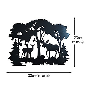 Hummingbird Ornament Animal Metal Art Deer Bear Wrought Iron Silhouette Hollow Wall Art Decor Door Sign Home Decoration Garden Ornament Stain Glass Window Hanging Christmas