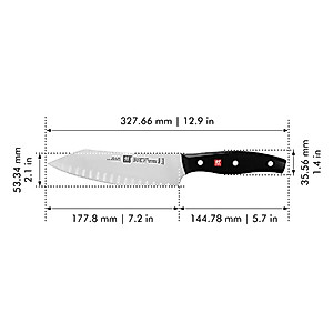 ZWILLING Twin Signature 7-inch Hollow Edge Rocking Santoku Knife, Razor-Sharp, Made in Company-Owned German Factory with Special Formula Steel perfected for almost 300 Years, German Knife