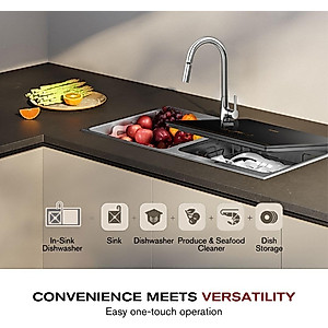 FOTILE SD2F-P5L 3-in-1 In-Sink Dishwasher & Kitchen Sink Combo with 360° Cleaning, Produce Wash, Child Lock, Energy Efficient for Space-Saving Hygienic Kitchen Solutions (Dishwasher on the Left)