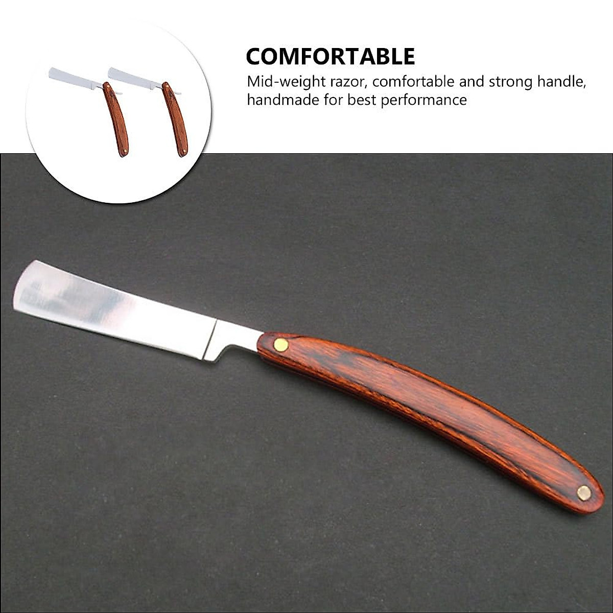 HEALLILY 2Pcs Straight Razor Vintage Folding Shaving Razor Manual Shaver Old Fashion Beard Shaver with Wood Handle Barber Shaver Tool