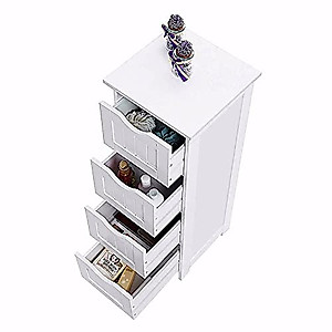 Nightstand Bedside Table Drawer Cabinet Floor Bathroom Cabinet 4 Drawers Dresser Chest Drawer Bedroom Storage Organizer Storage Cabinet Large Storage Spac Space Saving Easy Assemble Storage Tower Dres