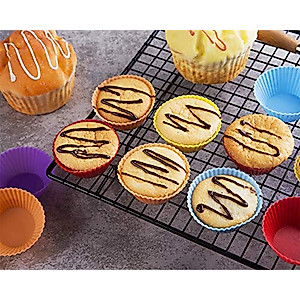 Mirenlife 2 Inch Mini Size Silicone Baking Cups Muffin Cups, Reusable and Nonstick Mini Cupcake Liners, Mini Chocolate Holders Truffle Cups, 24 Pack, 6 Vibrant Colors, Round