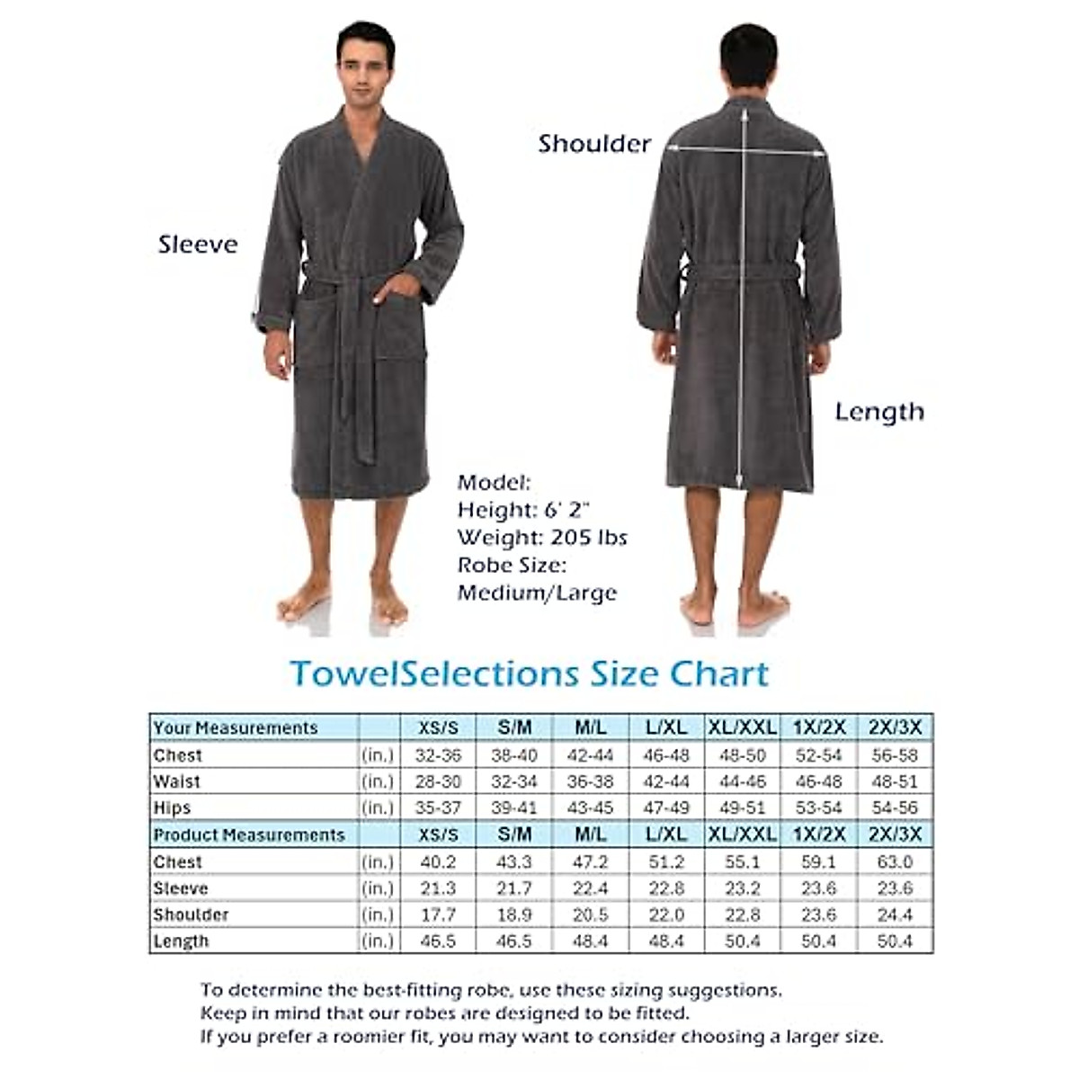 TowelSelections Mens Robe, 100% Cotton Luxury Bathrobe, Soft Terry Cloth Towel Robe for Men Large/X-Large White