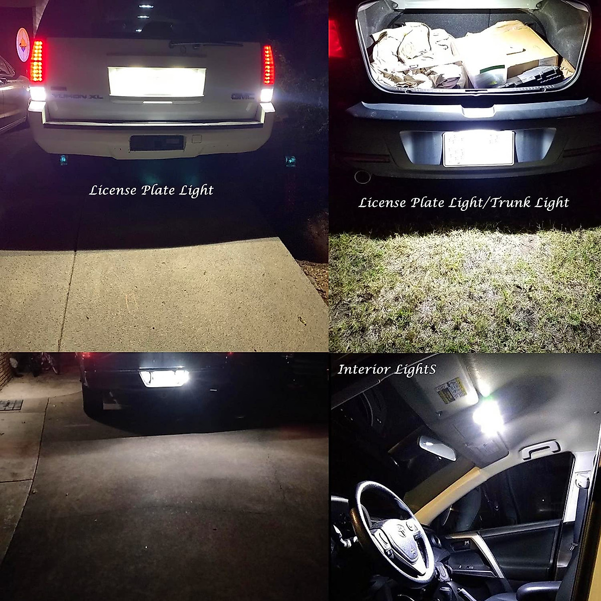 Alla Lighting Newest 4x T10 194 168 LED Bulbs W5W 2825 175 158 CAN-Bus, 6000K White License, Parking, Map, Dome, Door, Trunk Lights, Super Bright 12V SMD Replacement for Cars, Trucks, RVs