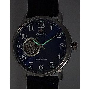 ORIENT Classic Mechanical"Esteem" Open Heart Blue Sunray Leather Watch RA-AG0011L