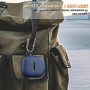 Bose QuietComfort Earbuds II Case(2022), WOFRO Silicone Protective Skin Cover for New Bose QuietComfort Earbuds 2 Accessories with Carabiner (Blue)