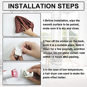 zybest Self Adhesive Curtain Rod Bracket Holder,8pcs No Drill Curtain Rod Bracket Wall Mount Holder for Home Bathroom Hanging net Curtain,Party, Garden Decoration