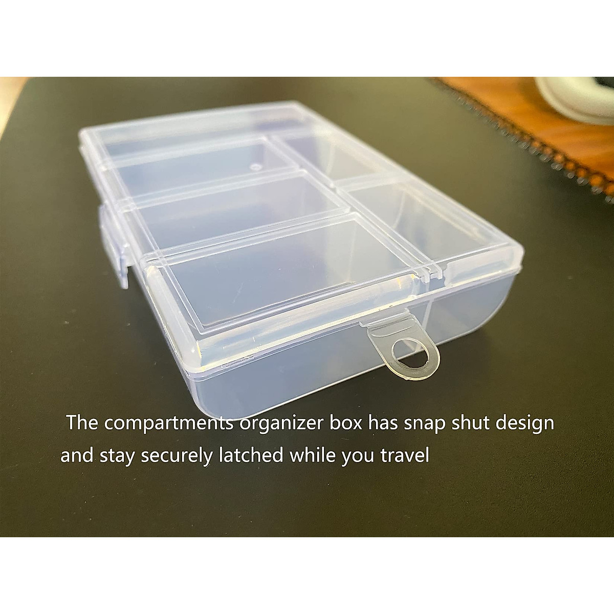 LanttAotte Mini 6 Grids 2-PACK Plastic Organizer Box Storage Container for Jewelry Fishing Tackles Earring Nail Rhinestones Beads Art DIY Crafts Organizer Clear