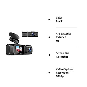 1080P Dual Dash Cam Front and Cabin Car Dashboard Camera with IR Night Vision,1.5in LCD Driving Recorder Motion Detection Parking Monitoring Accident Locked Loop Recording