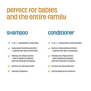 Nature's Baby Shampoo And Conditioner Combo Pack, Tear Free, Sulfate Free, Formulated for Sensitive and Problem Skin - 16 oz Shampoo & 8 oz Conditioner, Vanilla Tangerine, 2 Pack