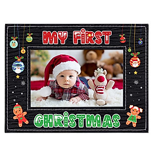 WaaHome Baby's First Christmas Picture Frame 2024 My First Christmas Photo Frame, Newborn Baby Girl Boy 1st Christmas Picture Frame Gifts for New Parents Mom Dad Baby Shower