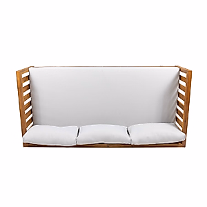 Christopher Knight Home Tina Outdoor 3 Seater Acacia Wood Daybed, Teak Finish, Light Grey