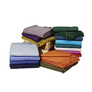 100% Baby Alpaca Wool Blanket Throw Solid Color Design for Bed Couch Sofa Soft Warm Peruvian Alpaca Wool Blankets 72" x 52" (Brown)