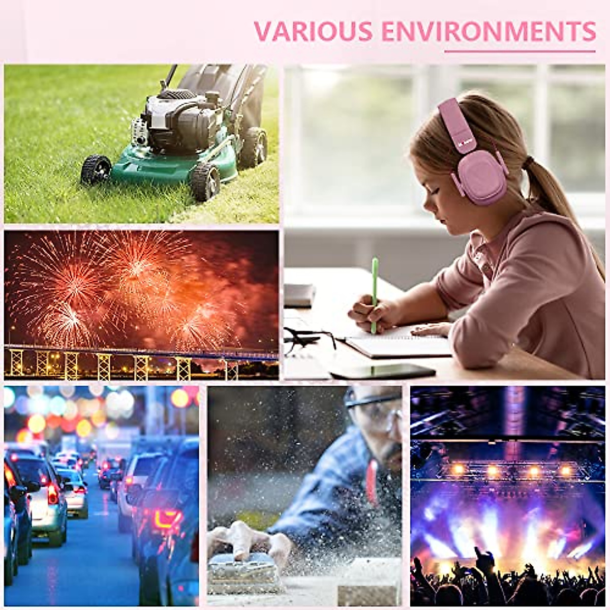 Mokata Baby Kids Earmuffs Hearing Protection Noise Cancelling Headphones Adjustable Fit for 3 Months to 2-18 Years Ages Pink