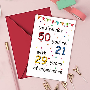 Funny 50th Birthday Card, Humorous 50 Years Old Bday Card, Unique 50th B-day Card for Mom Dad Sister Aunt...