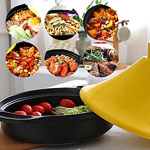 Xgxoz Tagine Cooking Pot Ceramic Tagine Cookware Tajine with Enameled Cast Iron Base Tagine Pot with Handle Nonstick Saucepan,Green