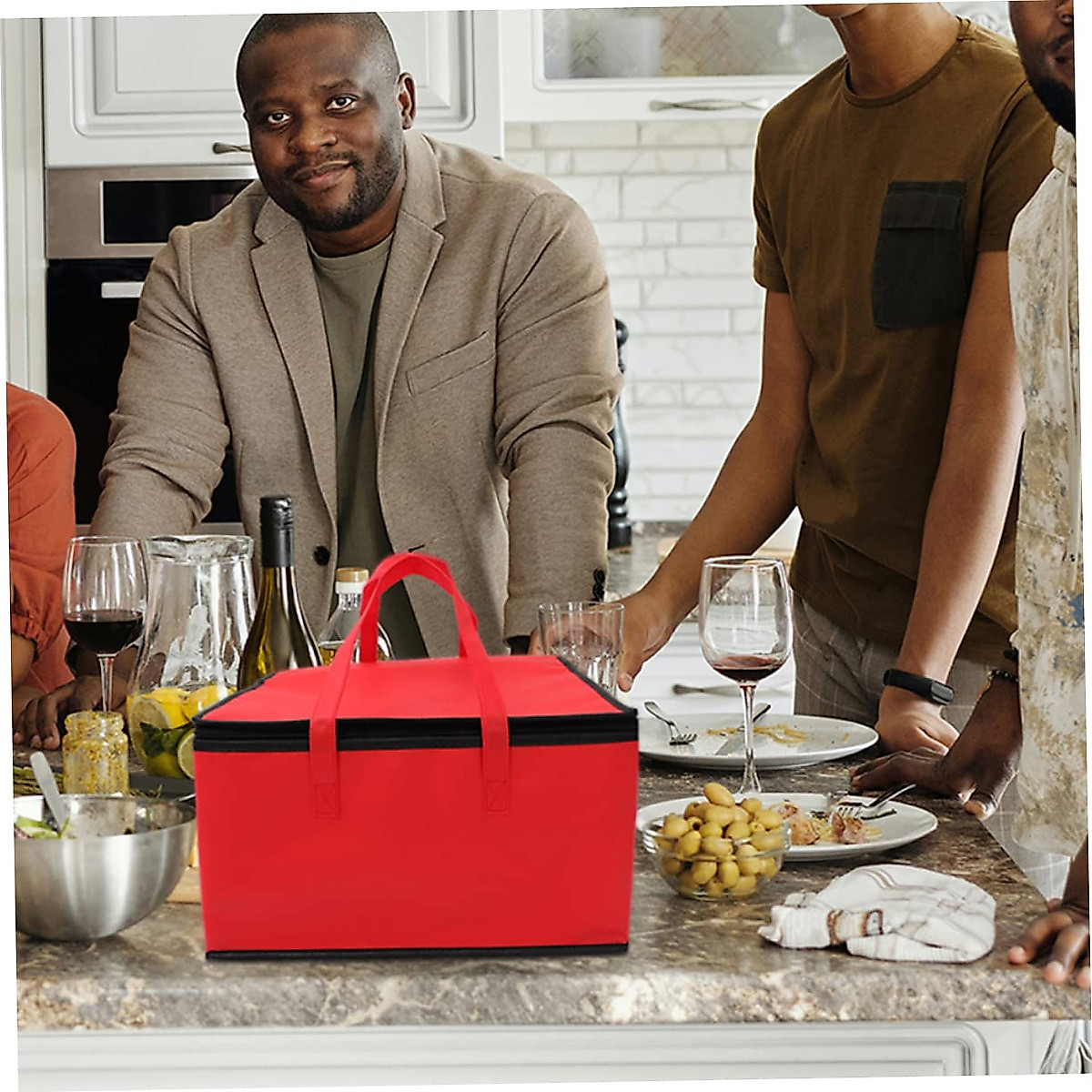 Anneome Insulation Camping Insulated Pizza Catering Supplies Insulated Grocery Thermal Lunch Food Transport Aluminum With Zipper Travel Warm Rice