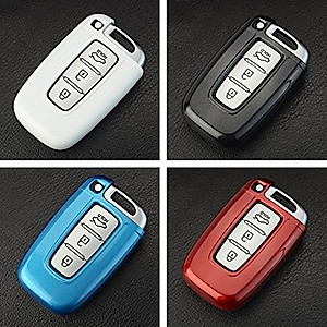 iJDMTOY (1) Exact Fit Gloss Metallic Pearl White Smart Remote Key Fob Shell Compatible With Hyundai Veloster Sonata Elantra Genesis Kia Optima Forte (double check the year/fitment in description)