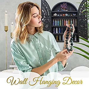 Sun and Moon Shelf Crystal Display Case - Wall Hanging Crystal Display Shelf for Stones, Nail Polish, & Essential Oil Storage - Crystal Holder for Stones Display - Crystal Shelf Crystal Cabinet