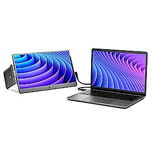 SideTrak Swivel 14” Patented Attachable Portable Monitor for Laptop | FHD TFT USB Laptop Dual Screen | Mac, PC & Chrome Compatible | Fits All Laptops | Powered by USB-C or Mini HDMI (Dark Gray)
