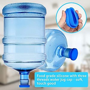 Water Jug Caps 5 Gallon Reusable Silicone - Strong Sealing no Spill Top Lid Cover 55mm Bottles for Outdoor & Kitchen - Pack by 4