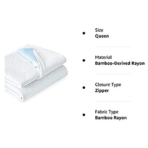 subrtex 3 Inch Mattress Topper Cover (Only Cover) Mattress Protector Bedding Bamboo Rayon Removable Mattress Encasement for Latex Cool Mattress Cover with Zipper with Adjustable Straps (Queen,White)