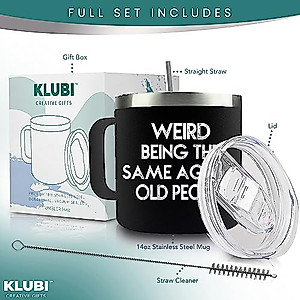 Birthday Gifts for Men Women - Coffee Tumbler Mug 14oz - Funny Unique Gift for Husband, Grandpa, Dad, Father, Him, from Daughter, Son, 30th, 40th, 50th, 60th, 70th, 80th, Friends