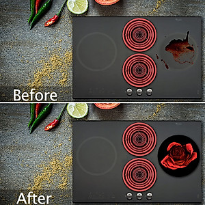 Red Rose Electric Stove Burner Covers，Set of 4 Round Stove Burner Covers，8 Inches and 10 Inches，Gas Stove Burner Covers,Metal Stove Burner Cover，Rose Bloom Cooktop Decorative，Home Decor,Kitchen Decor
