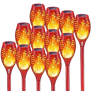 KYEKIO 12Pack Solar Flame Torch Lights for Outside Decor, Outside Solar Lights for Yard, Garden Lights Solar Powered Waterproof, Outdoor Decoration for Garden Yard Porch Pool Patio Decor Luces Solares