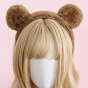 Bear Ears Headband Brown Bear Hair Hoops Cute Animal Headpiece Hairband Hair Bands Women Halloween Parade Cosplay Christmas Festival Carnival Masquerade Dress Up Wedding Birthday Party Accessories