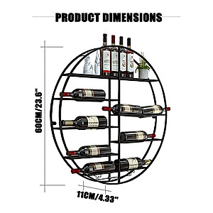 Wall Mounted Wine Rack,Round Wine Glass Goblet Holder,Metal Hanging Wine Rack for Bar Wine Cellar Kitchen Storage Display (60x10x60cm(24x4x24inch))