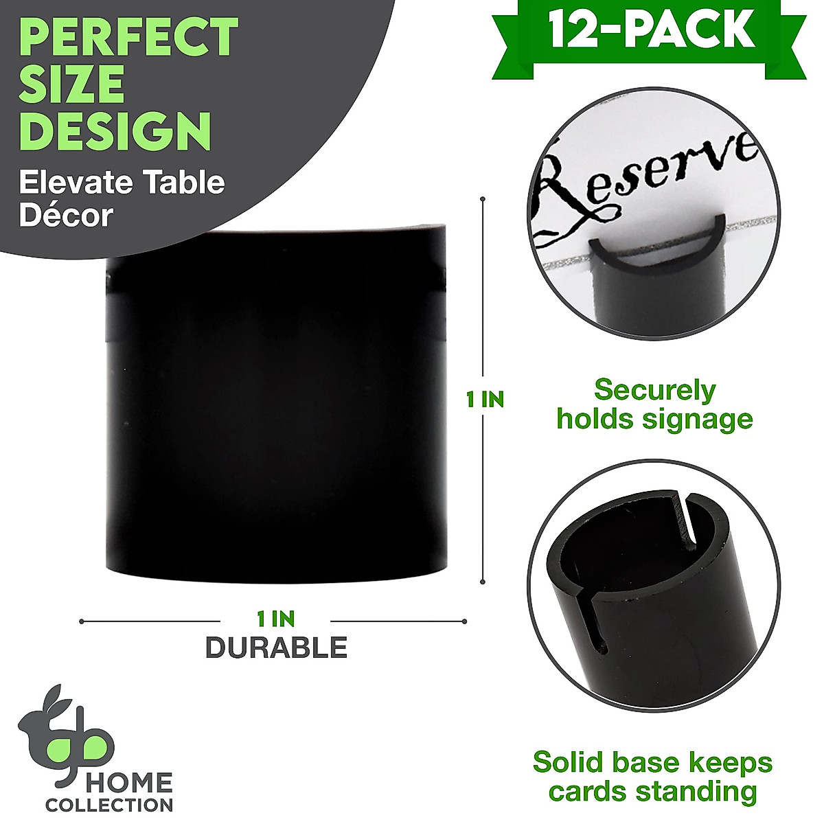 Gray Bunny 12 Pieces Metal Table Number Holders, 1 Inch Black Place Card Holder, Table Number Stands, Table Sign Holders, Black Table Card Holder Stand for Photos, Food Signs, Birthdays, Weddings