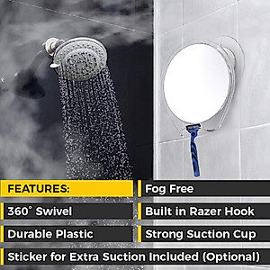 HONEYBULL Shower Mirror Kit | Suction Cup & Hook Sticker (Small)