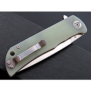 Eafengrow CH3001-G10 Folding Knives D2 Steel Blade G10 Material Handle Outdoor Camping Knife Hunting Survival Hand EDC Tools (Jade)