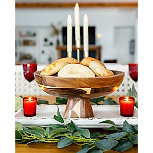 MOXY BARE Wooden Fruit Bowl for Kitchen Counter | Wood Bowl for Décor | Decorative Pedestal Bowl for Dinning Table Centerpiece | Wood Bowl for Coffee Table & Holiday Décor | Acacia Wood