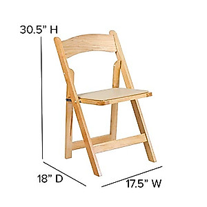 Flash Furniture 4 Pack HERCULES Series Natural Wood Folding Chair with Vinyl Padded Seat