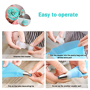 Piping Bags Pastry Bag 100PCS 2 Couplers,14 Frosting Tips 3 Cake Scraper 1 Tie, Cupcake Cake Decorating Bags Disposable Cake Icing Decorating Piping Bags Set For Cake Decorating Reusable For Cookies