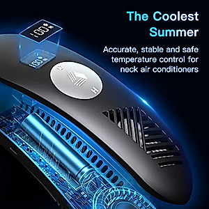 CXLiy Neck Air Conditioner, 3 Cooling Plates Portable Neck Fan, Semiconductor Cooling Neck Fans, LED Rechargeable 3500mAH Bladeless Neck Fan, 6 Gear Personal Fan, 2 Mode, Neck Cooler, And Heater